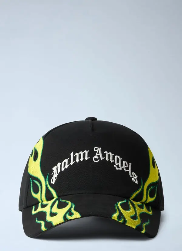 Palm Angels Flames Curved Logo Cap - Black