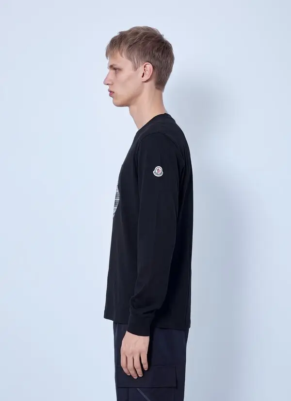 Moncler Check Panel Cotton Jersey T-shirt