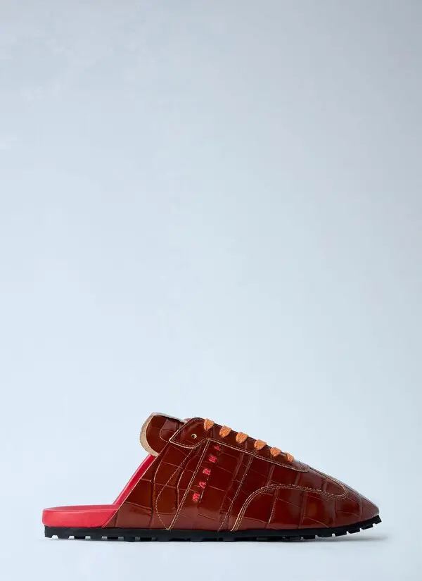 Marni Laced Leather Mules - Brown
