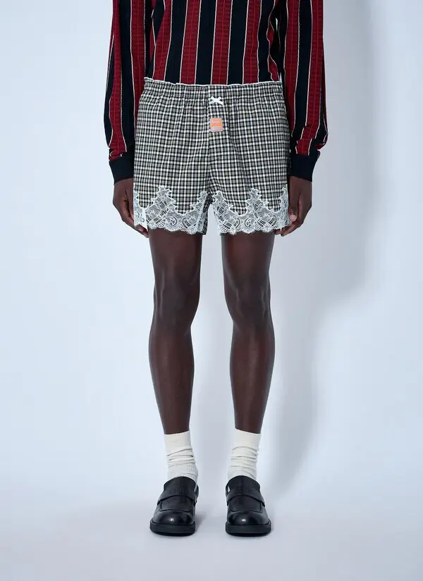 Martine Rose Lace Trim Checkered Shorts