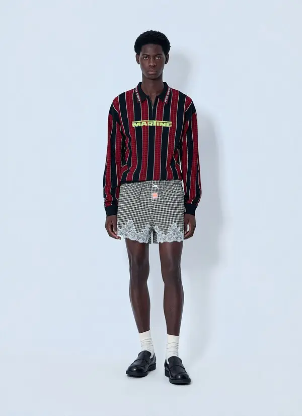 Martine Rose Lace Trim Checkered Shorts