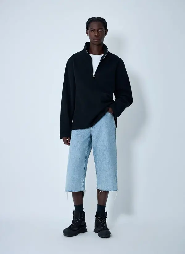 RIER Zip-up Fleece Sweatshirt - Black
