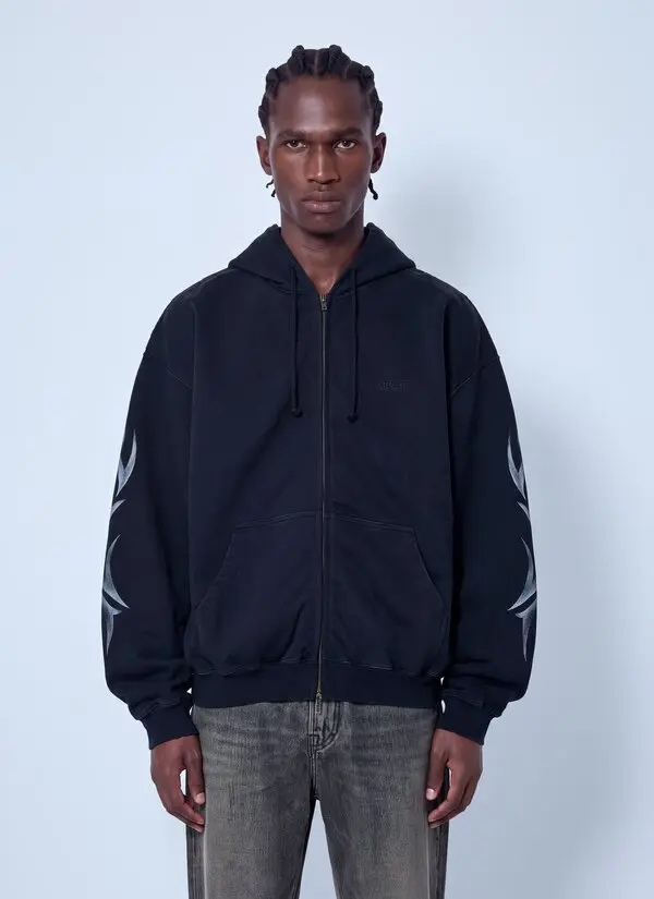 Vetements Graffiti Tribal Zip-up Hoodie - Black