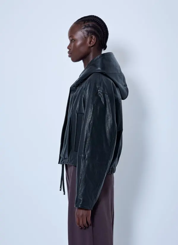 Sportmax Hooded Leather Jacket