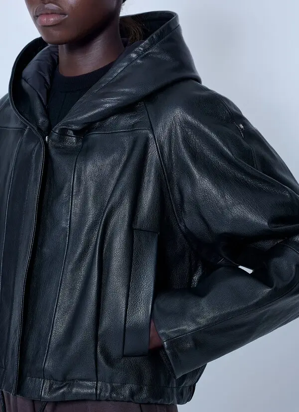Sportmax Hooded Leather Jacket