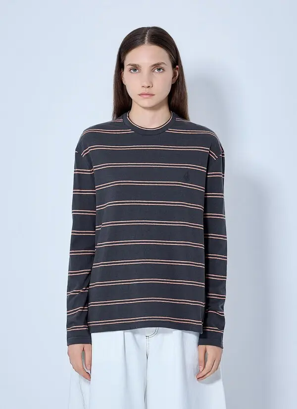 JIL SANDER Striped Long Sleeve T-shirt - Grey
