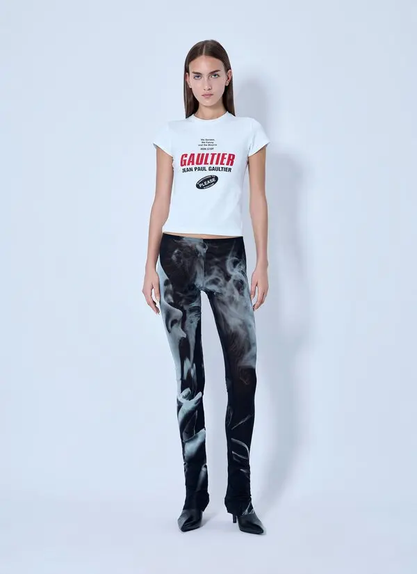 JEAN PAUL GAULTIER Mesh Printed Smoking Flare Pants