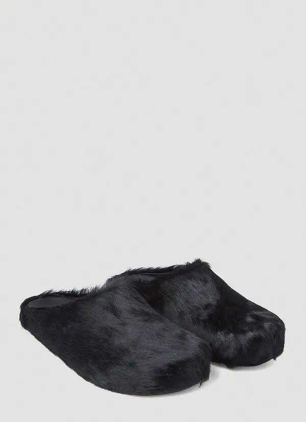 Marni Fussbett Long Haired Mules - Black