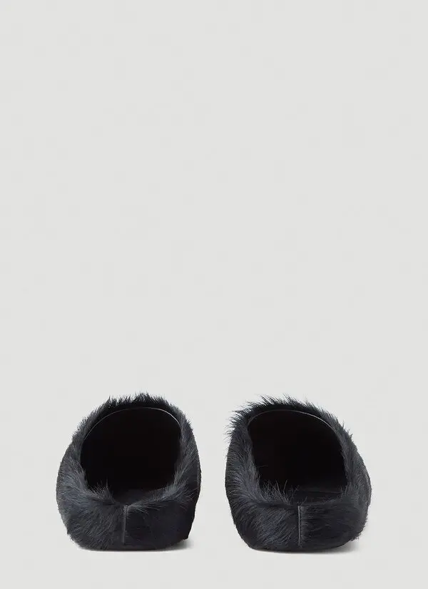 Marni Fussbett Long Haired Mules - Black