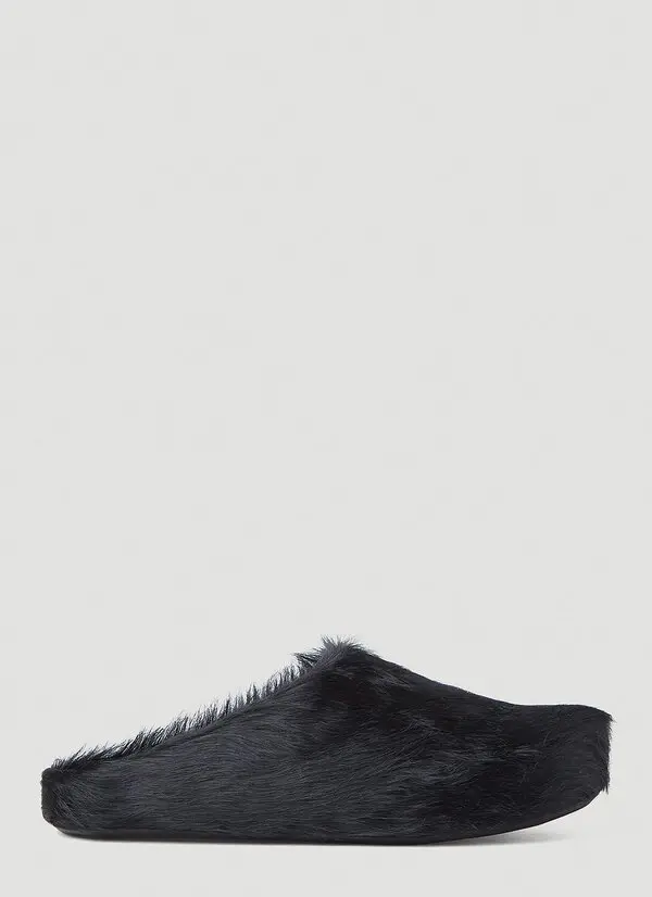 Marni Fussbett Long Haired Mules - Black
