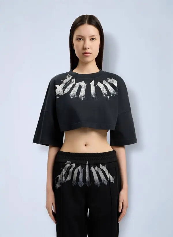Palm Angels Big Neck Logo Mini T-shirt - Black