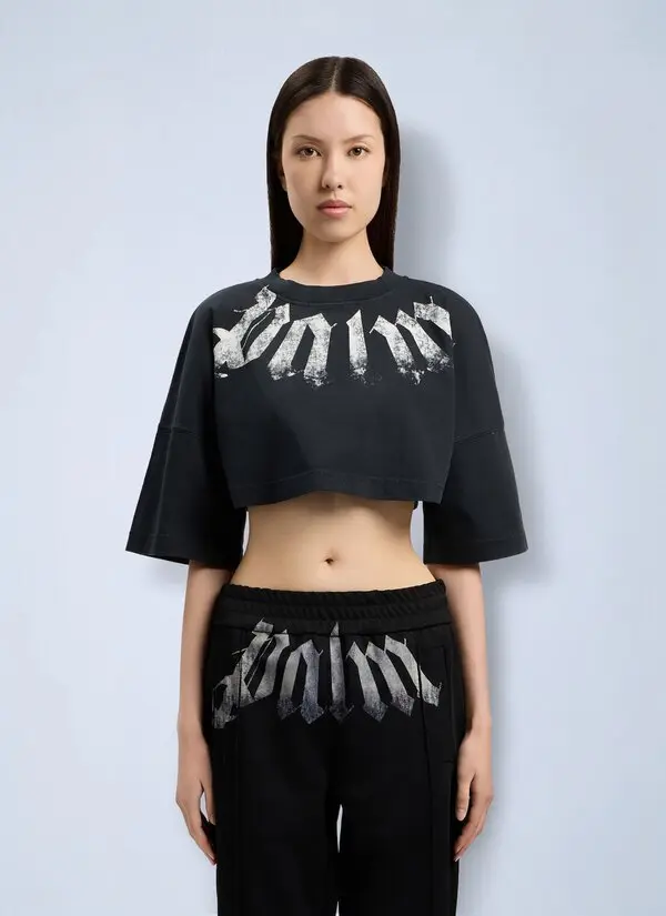 Palm Angels Big Neck Logo Mini T-shirt - Black
