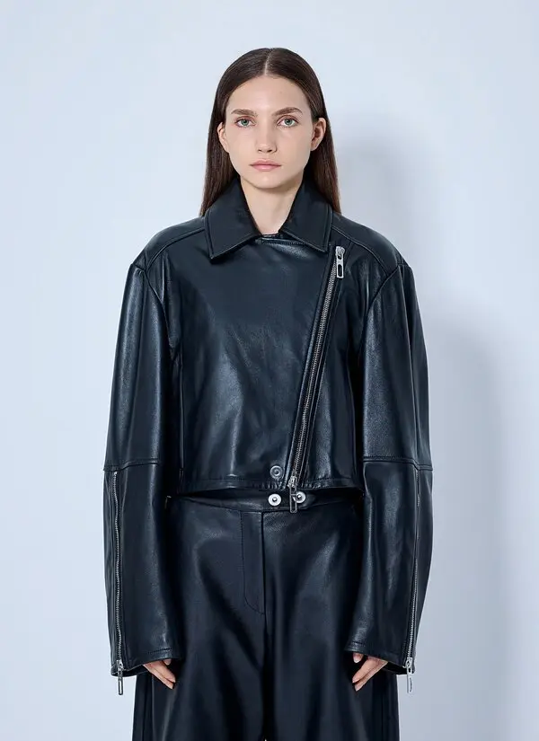 Sportmax Leather Asymmetrical Zip Jacket