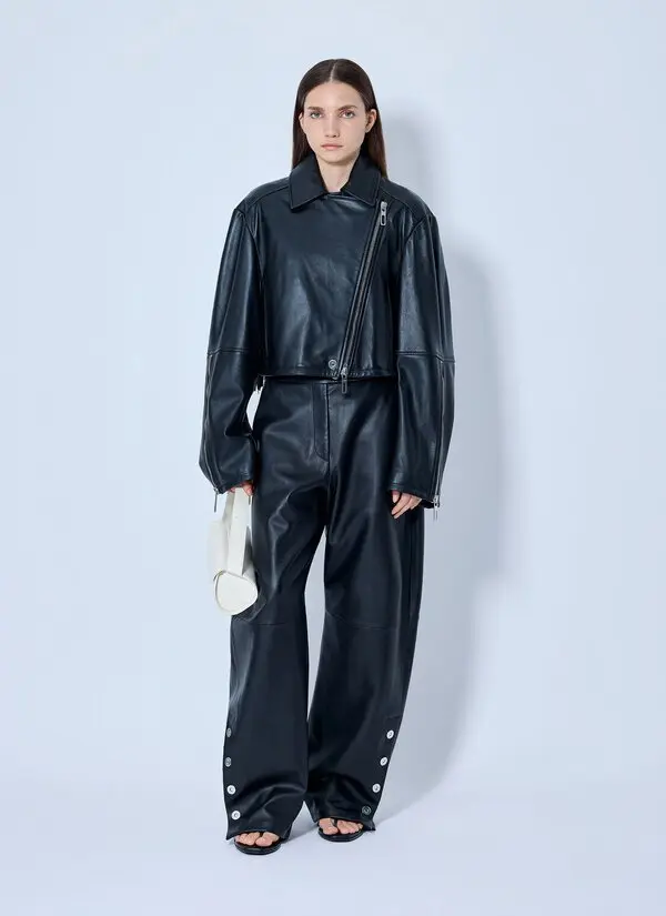 Sportmax Leather Asymmetrical Zip Jacket