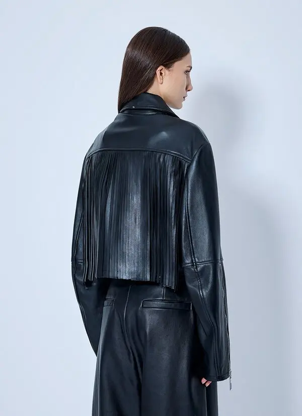 Sportmax Leather Asymmetrical Zip Jacket