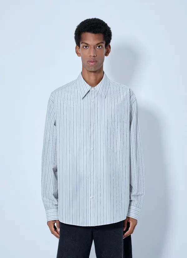 Marni Striped Cotton Poplin Shirt - Grey