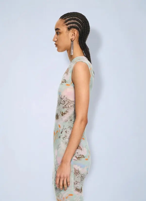 Off-White Light Jersey Storytelling Sleeveless Dress