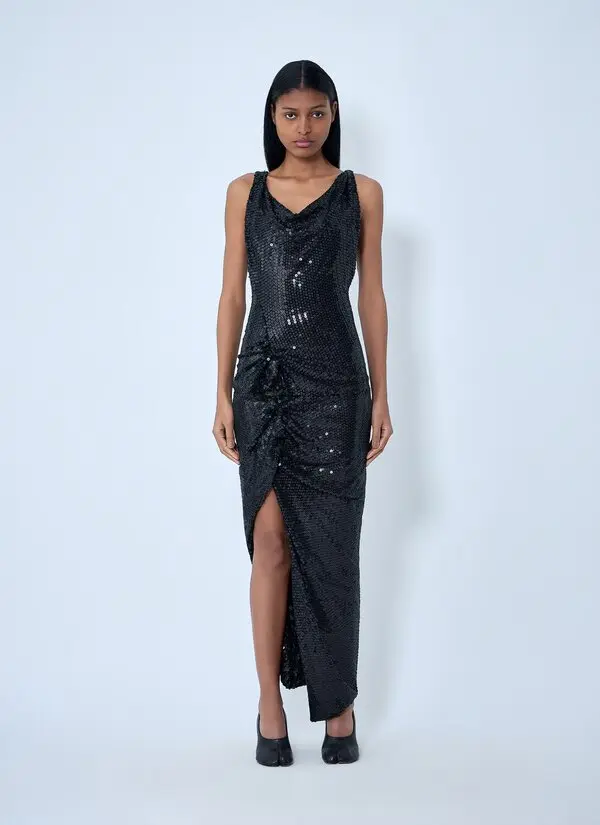 VIVIENNE WESTWOOD Sequined Cowl Neck Gown - Black