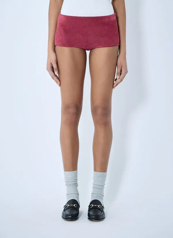 Gucci Suede Mini Shorts - Red