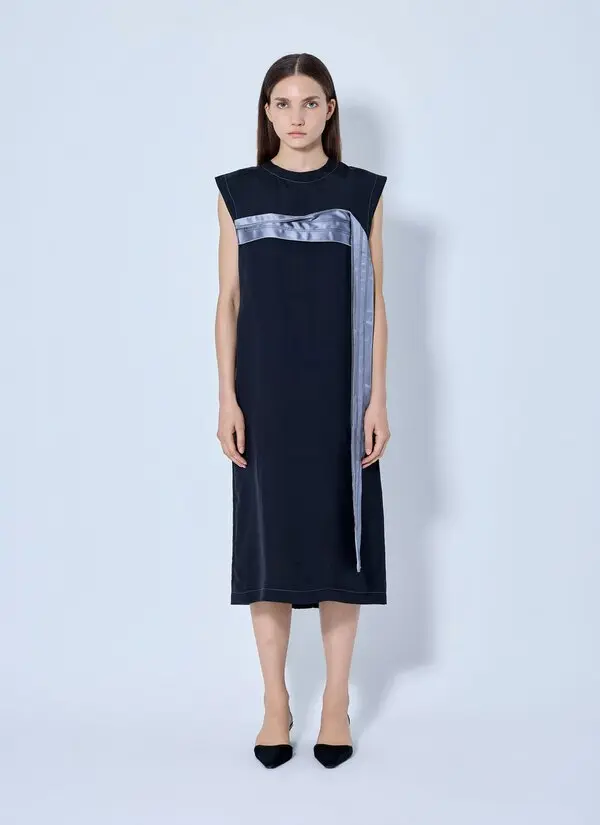 Marni Sleeveless Midi Dress With Satin Detail