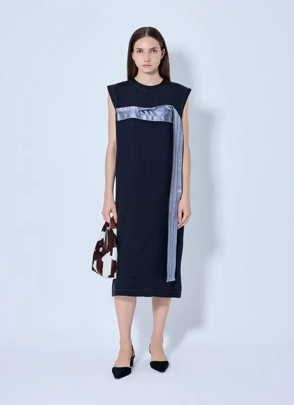 Marni Sleeveless Midi Dress With Satin Detail
