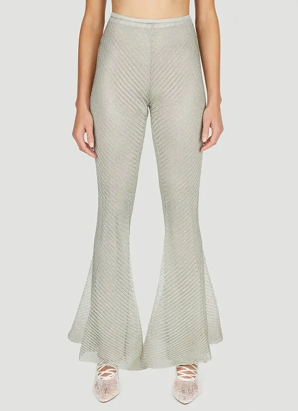 ISA BOULDER Moire Flared Pants - Silver