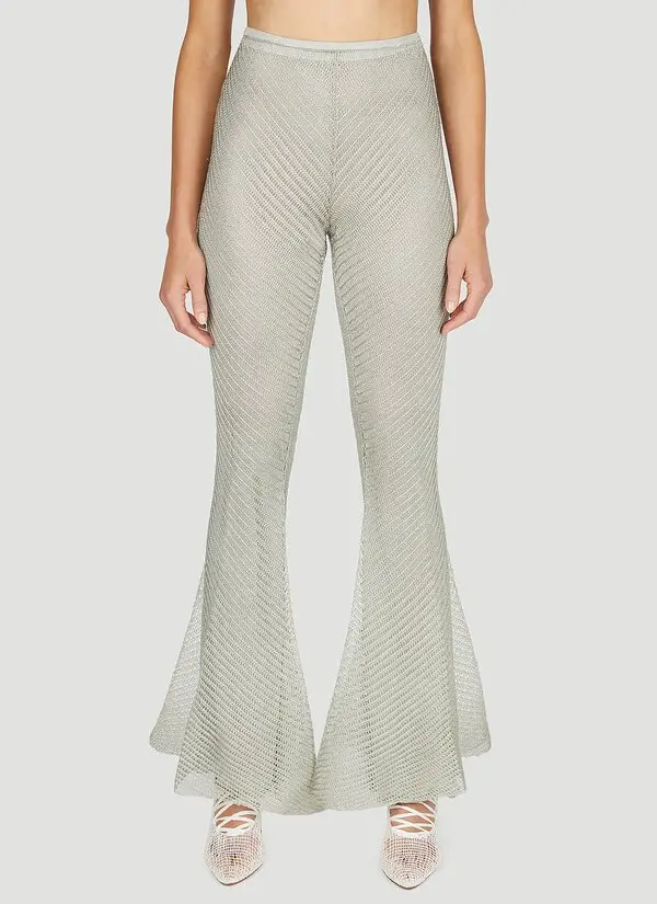 ISA BOULDER Moire Flared Pants - Silver