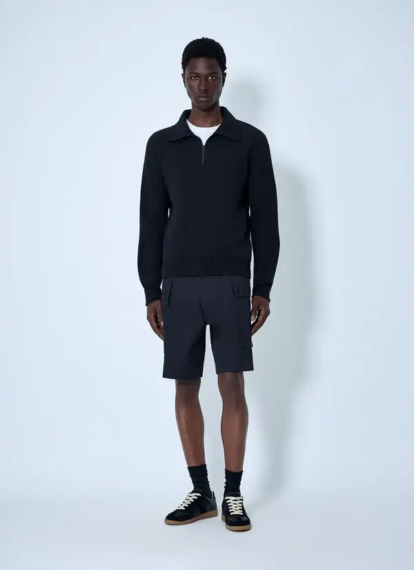 MARGARET HOWELL High Neck Wool Zip Sweater