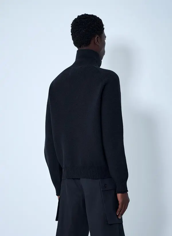 MARGARET HOWELL High Neck Wool Zip Sweater