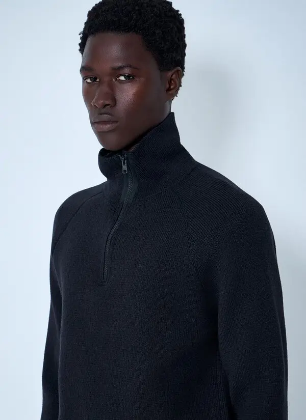 MARGARET HOWELL High Neck Wool Zip Sweater