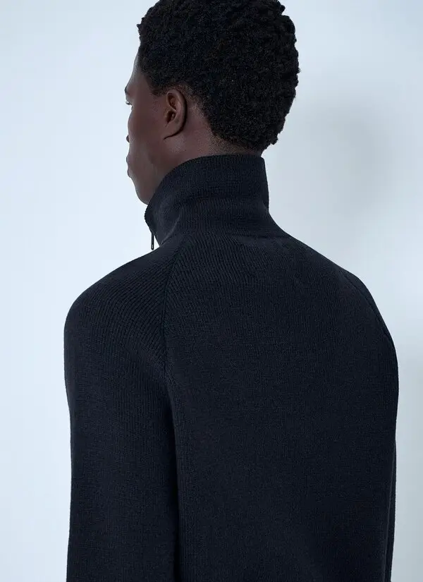 MARGARET HOWELL High Neck Wool Zip Sweater
