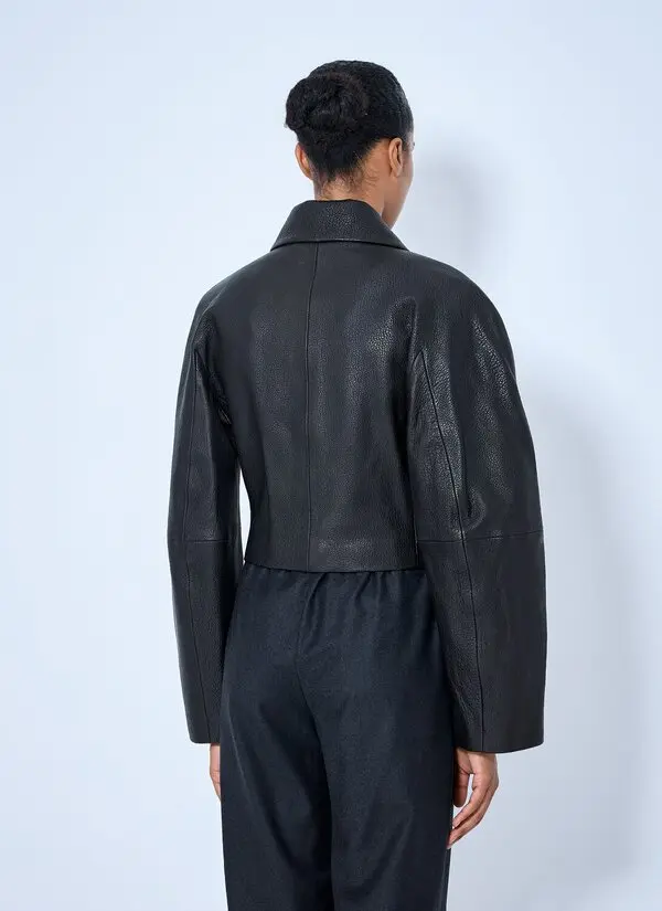 RÓHE Rounded Grain Leather Cropped Jacket