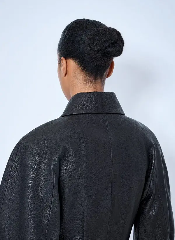 RÓHE Rounded Grain Leather Cropped Jacket