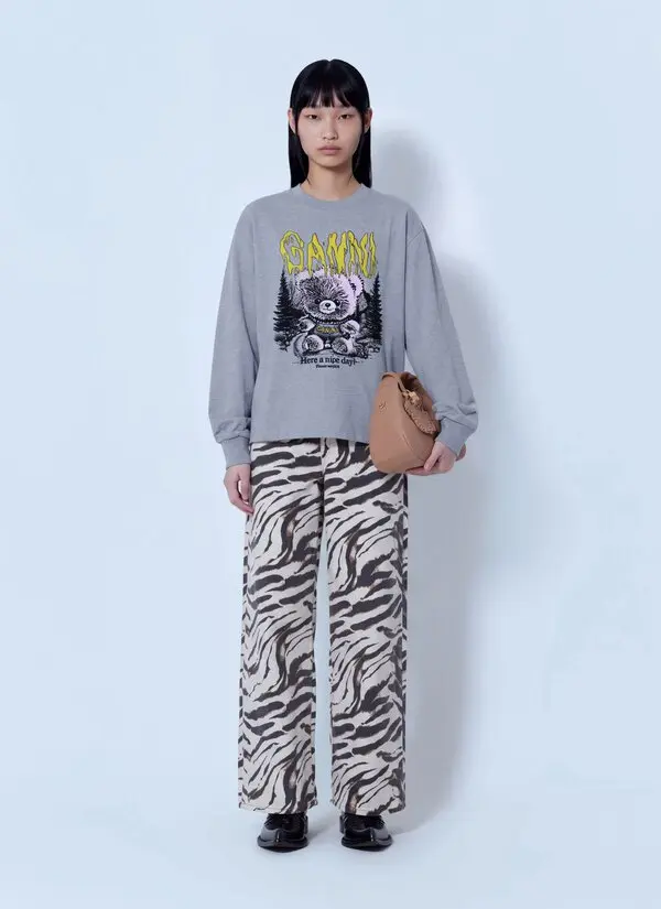 GANNI Print Denim Lari Jeans