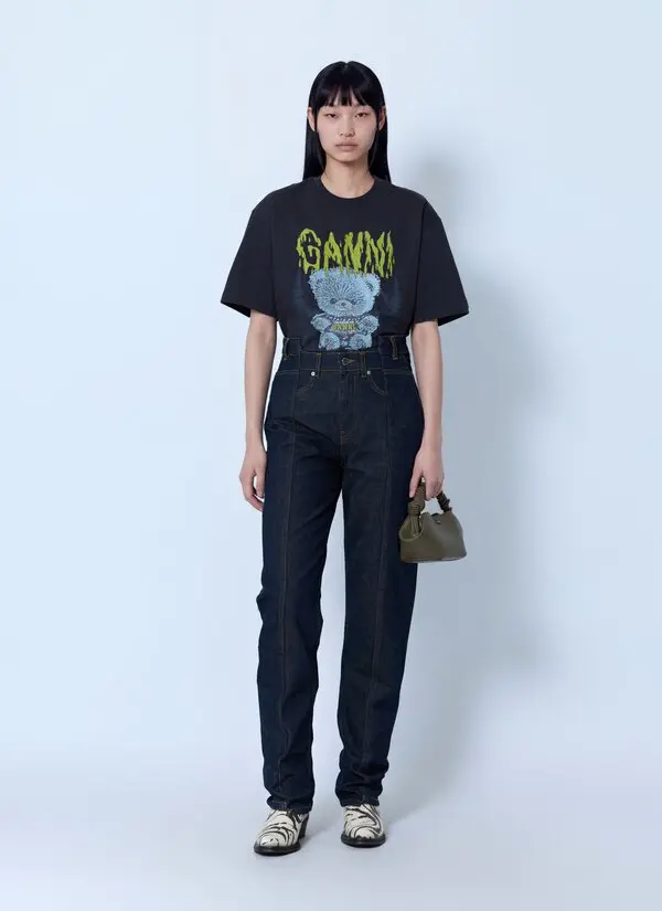 GANNI Slub Denim Fold Jeans