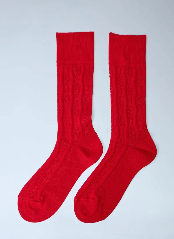 Dries Van Noten Cable Knit Pattern Socks