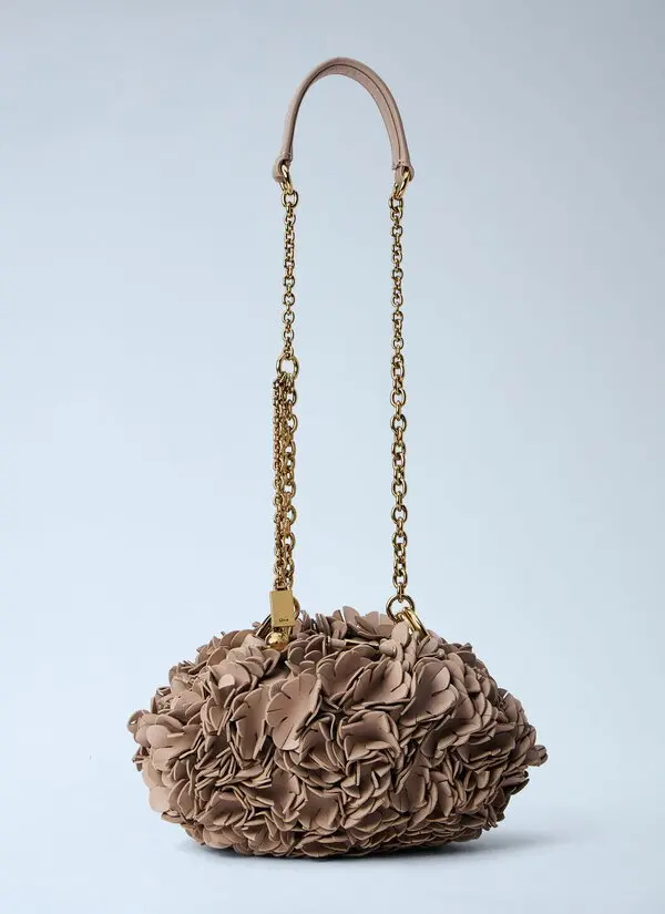 Chloé Floral Appliqué Chain Bag - Beige