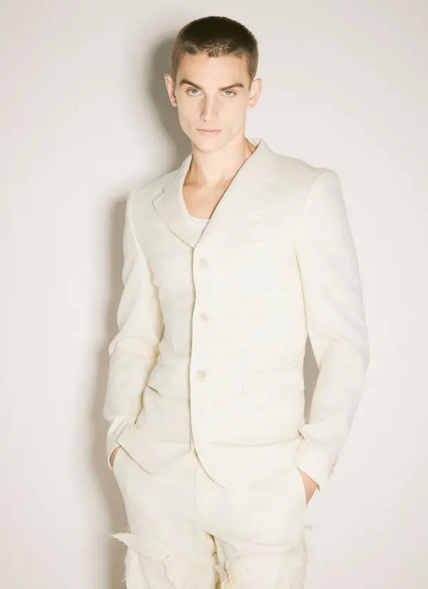 Comme Des Garçons Single-breasted Wool-blend Blazer - Cream
