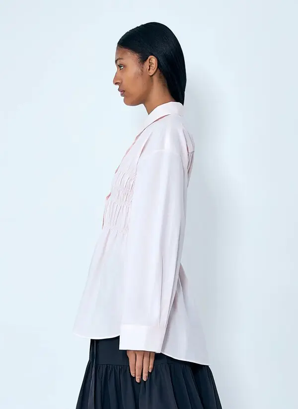 Cecilie Bahnsen Smocked Detail Poplin Shirt - Pink