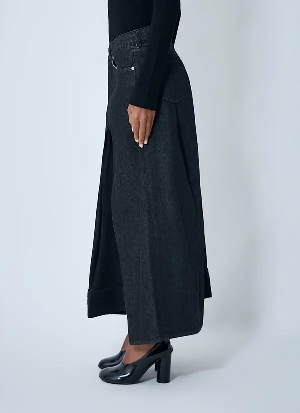 Yohji Yamamoto Cut-off Combination Midi Skirt