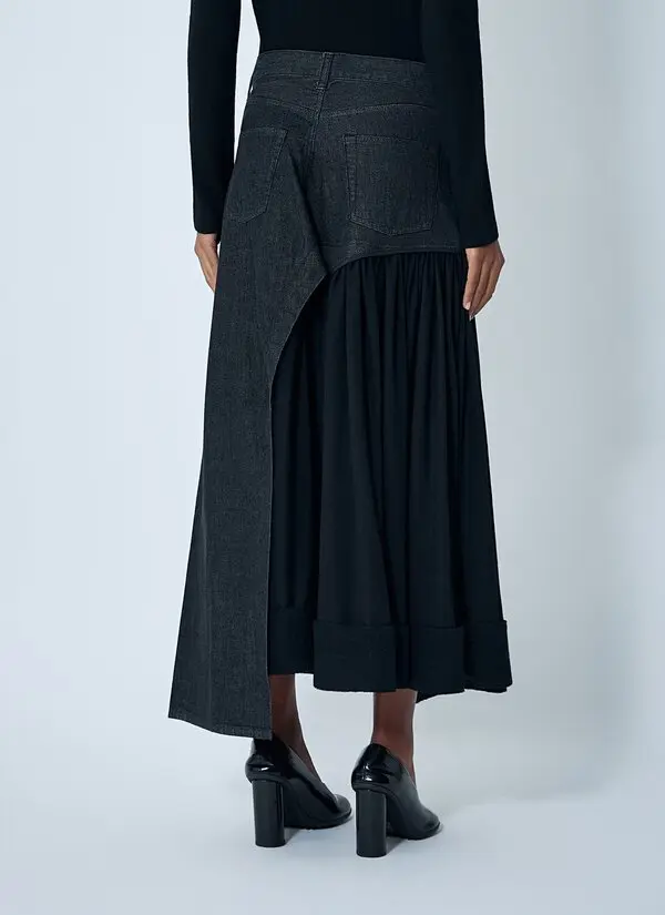 Yohji Yamamoto Cut-off Combination Midi Skirt