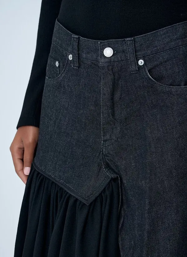 Yohji Yamamoto Cut-off Combination Midi Skirt