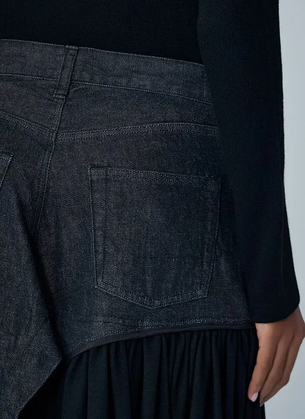 Yohji Yamamoto Cut-off Combination Midi Skirt