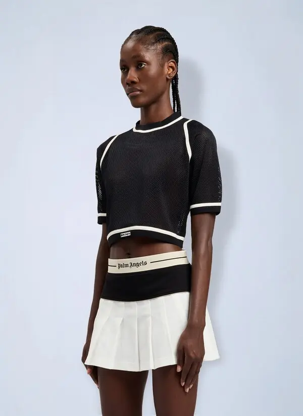 Palm Angels Logo Mesh Cropped Top