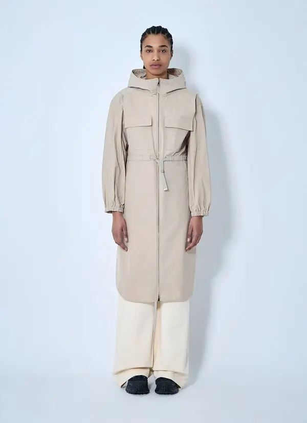 Moncler Peronne Long Parka Jacket - Beige