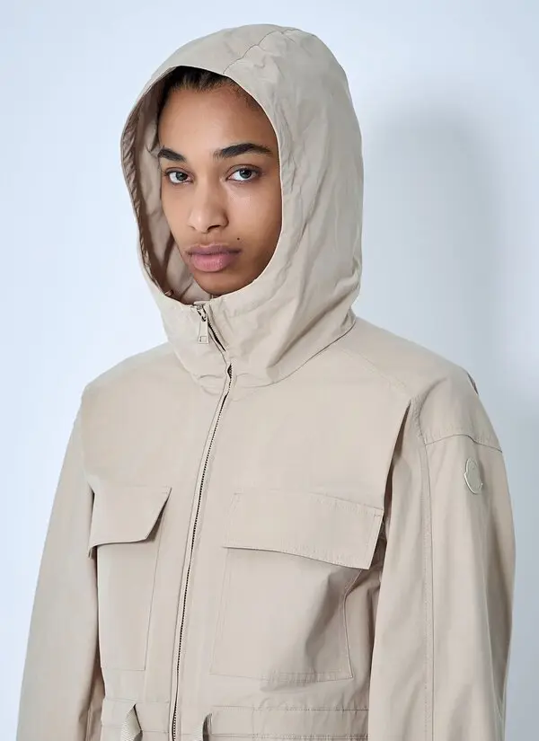 Moncler Peronne Long Parka Jacket - Beige