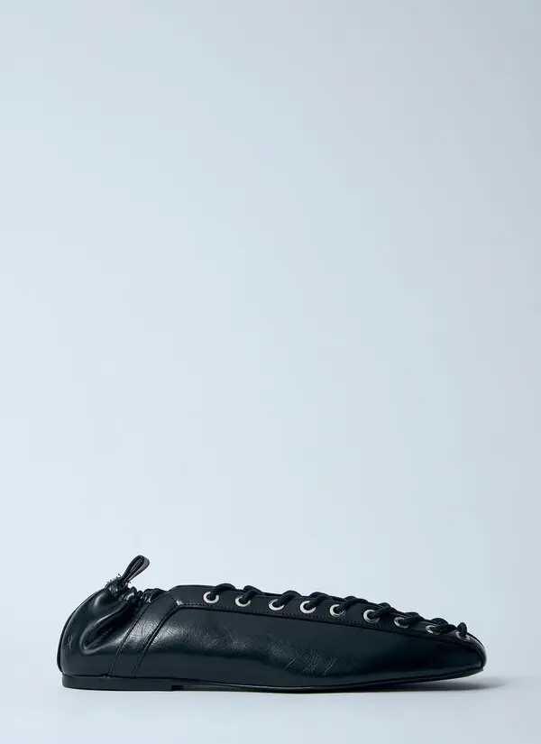 GANNI Oleatex Ballerina Flats - Black