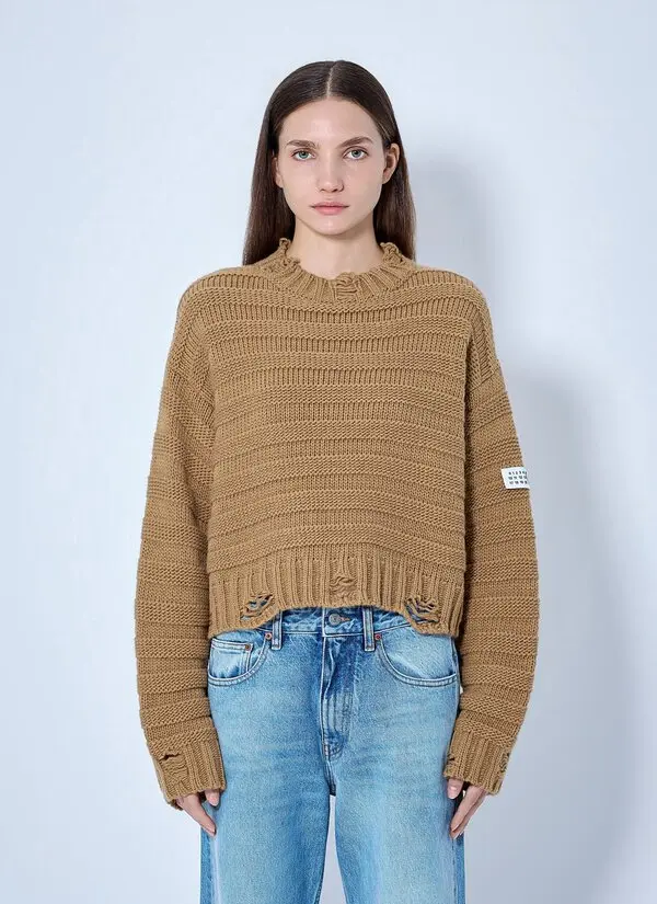 MAISON MARGIELA Ribbed Knit Sweater - Brown