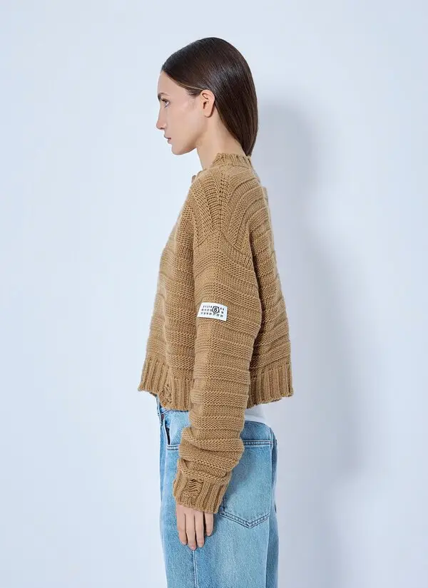 MAISON MARGIELA Ribbed Knit Sweater - Brown