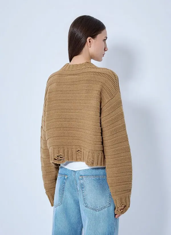 MAISON MARGIELA Ribbed Knit Sweater - Brown